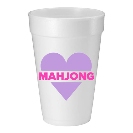 “HEART MAHJONG REVERSE COLOR” FOAM CUP – MAHJI MAMAS